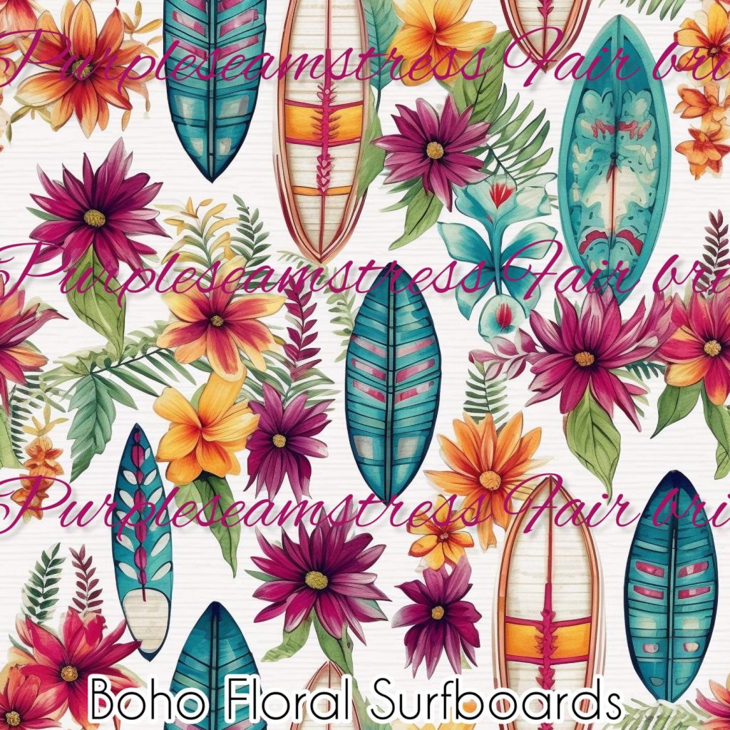 Boho Floral Surfboards – Fabric – Purpleseamstress Fabric