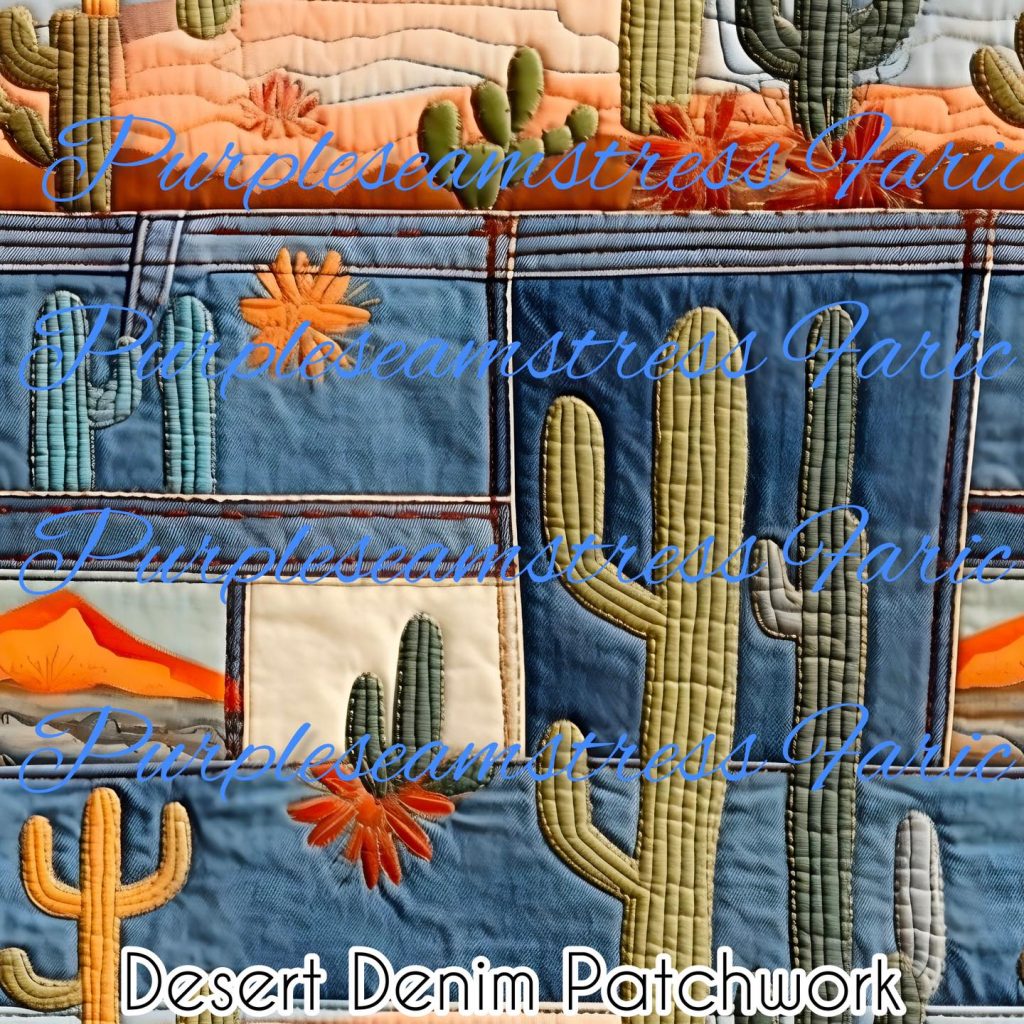 Desert Denim Patchwork – Fabric – Purpleseamstress Fabric