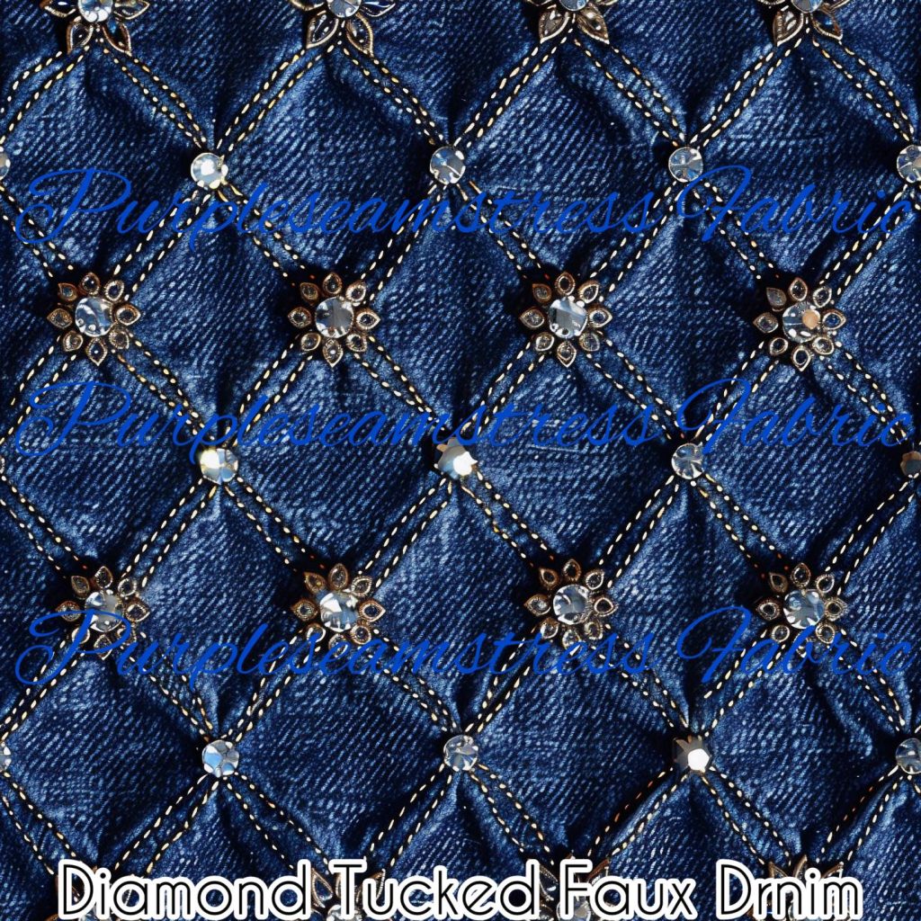 Diamond Tucked Faux Denim – Fabric – Purpleseamstress Fabric