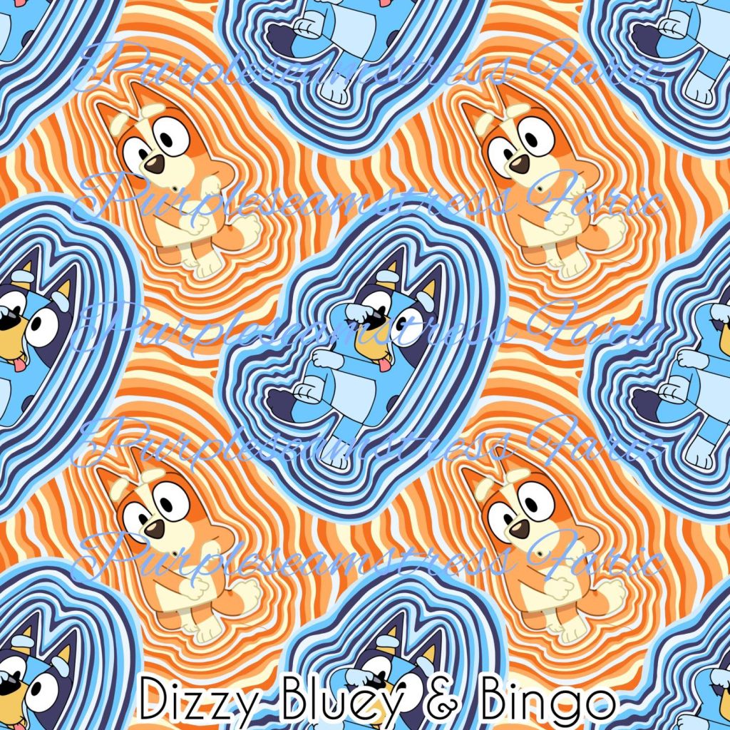 Dizzy Bluey & Bingo – Fabric – Purpleseamstress Fabric