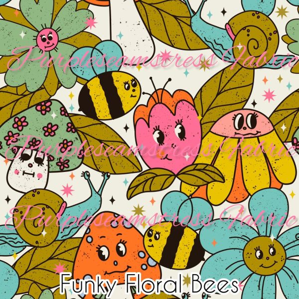 Funky Floral Bees – Purpleseamstress Fabric