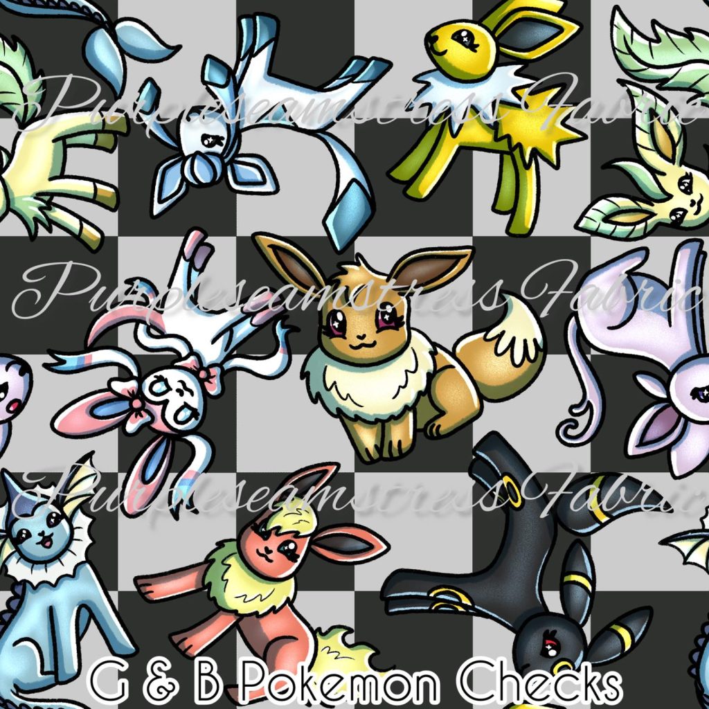 G & B Pokemon Checks – Fabric – Purpleseamstress Fabric