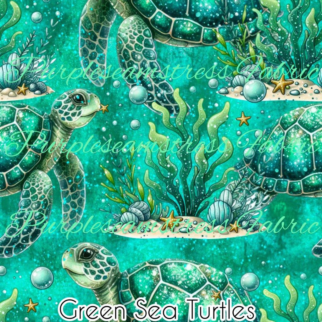 Green Sea Turtles – Fabric – Purpleseamstress Fabric