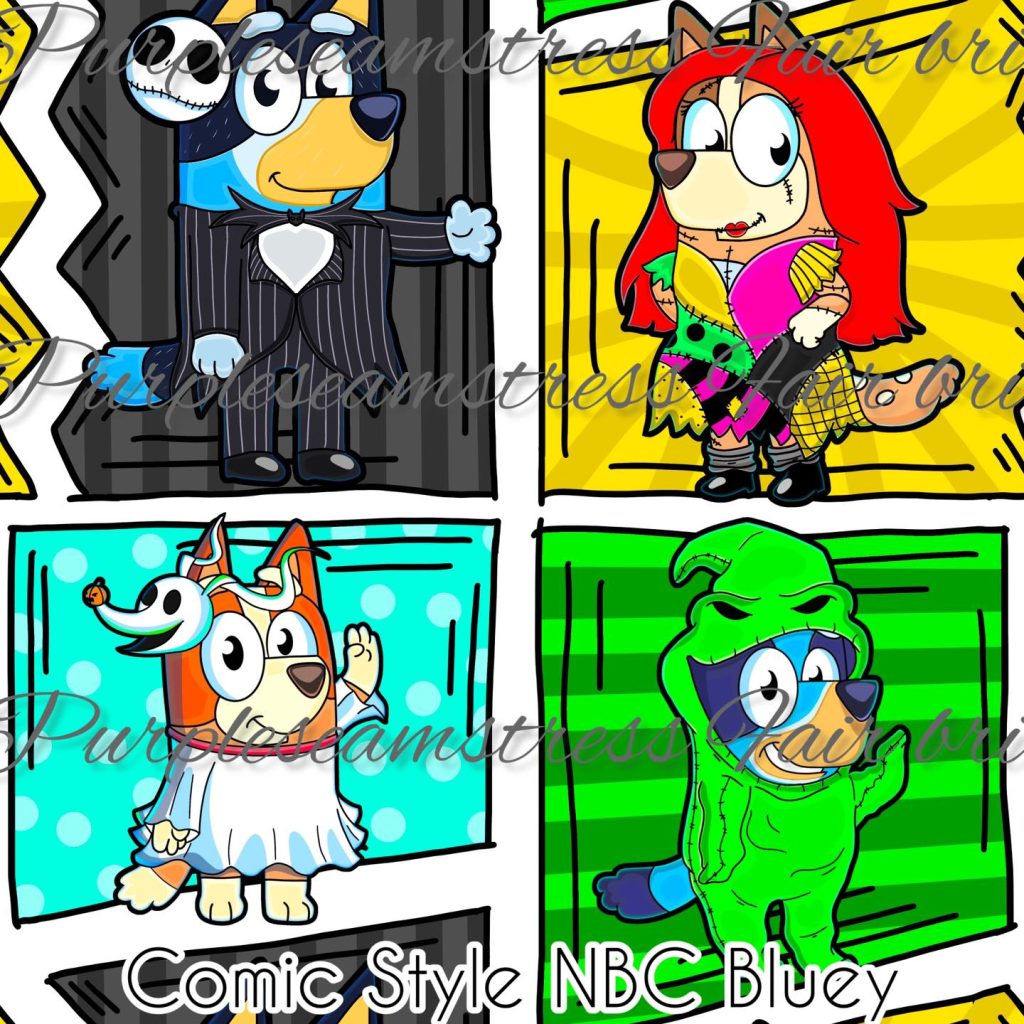 Comic Style NBC Bluey – Fabric – Purpleseamstress Fabric