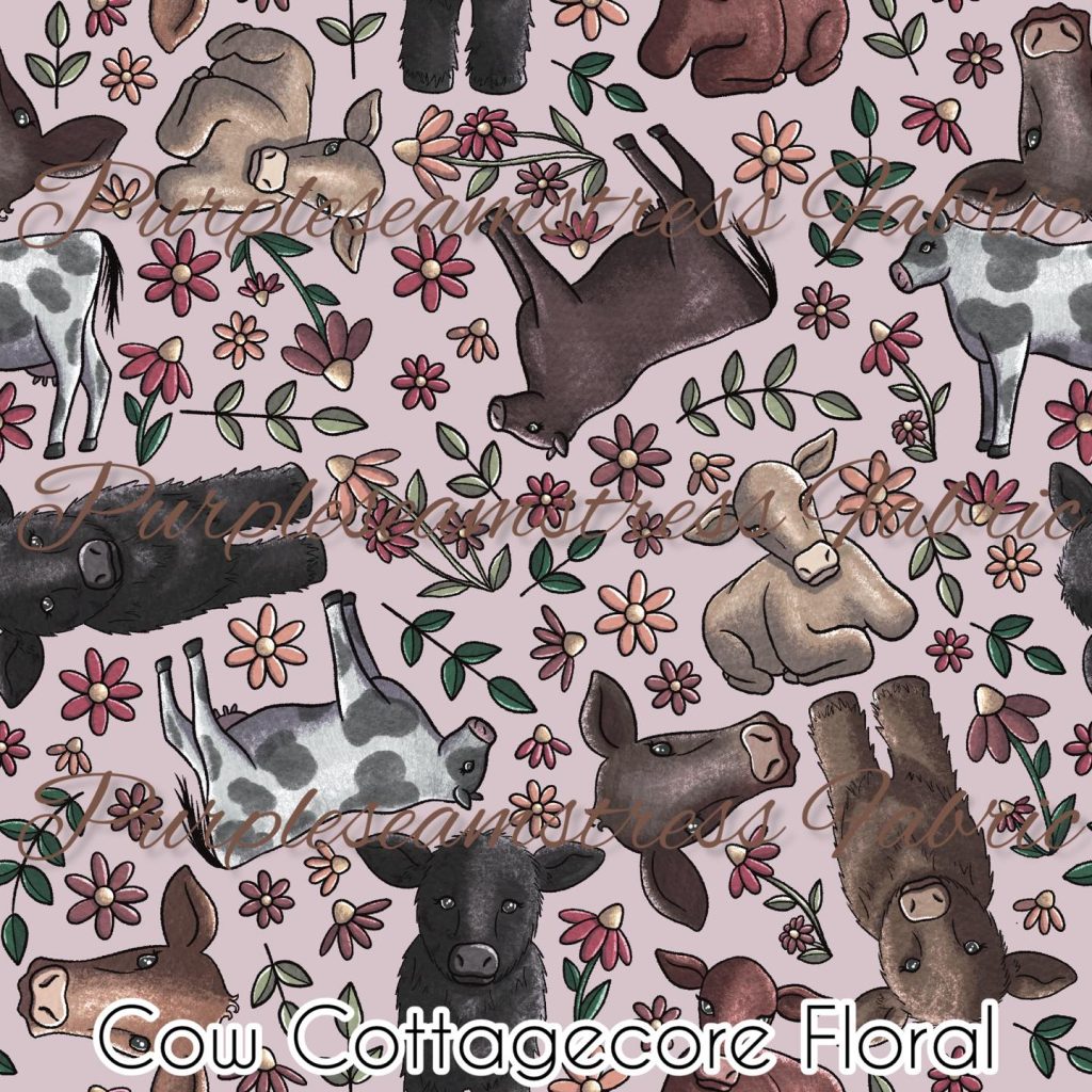Cow Cottagecore Floral – Purpleseamstress Fabric