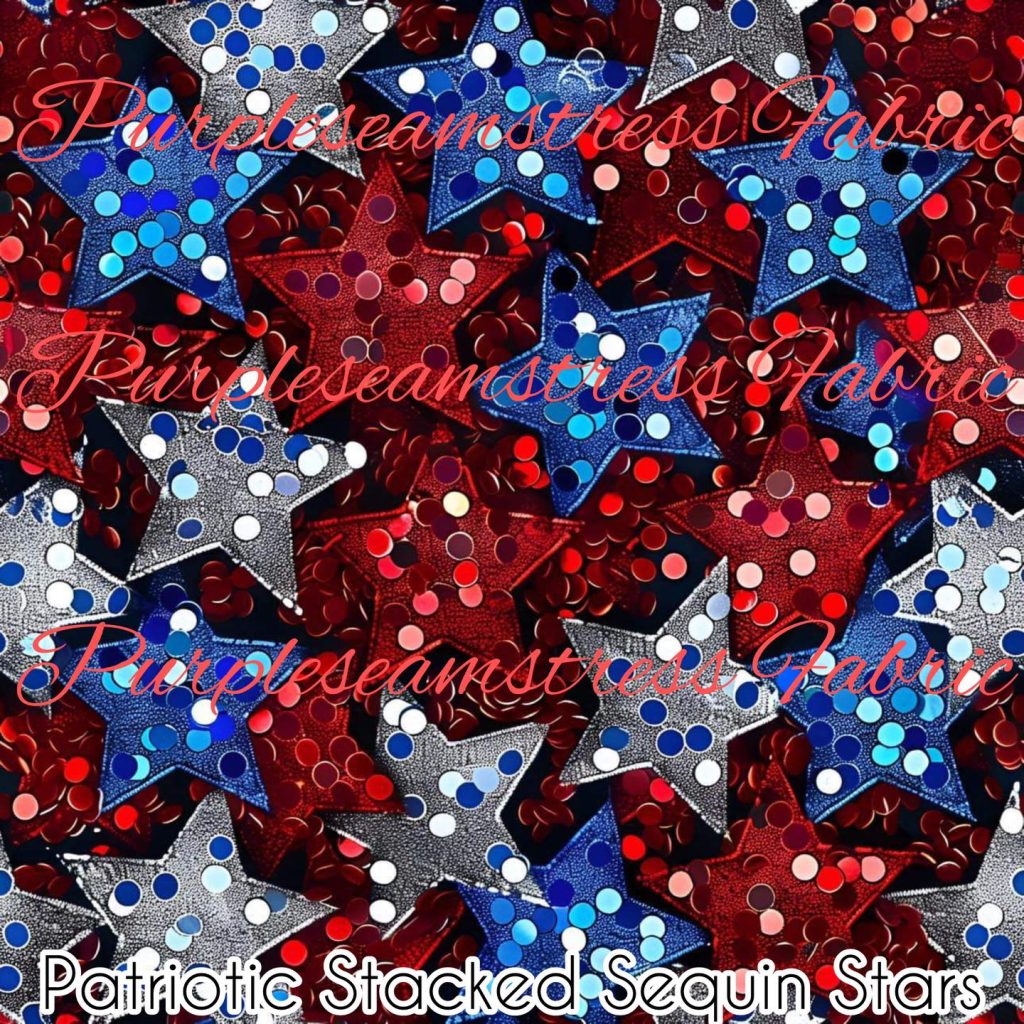 Patriotic Stacked Sequin Stars – Purpleseamstress Fabric