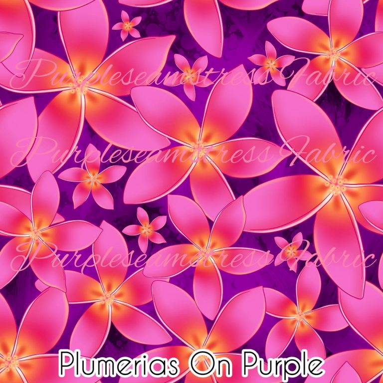 Plumerias on Purple – Purpleseamstress Fabric