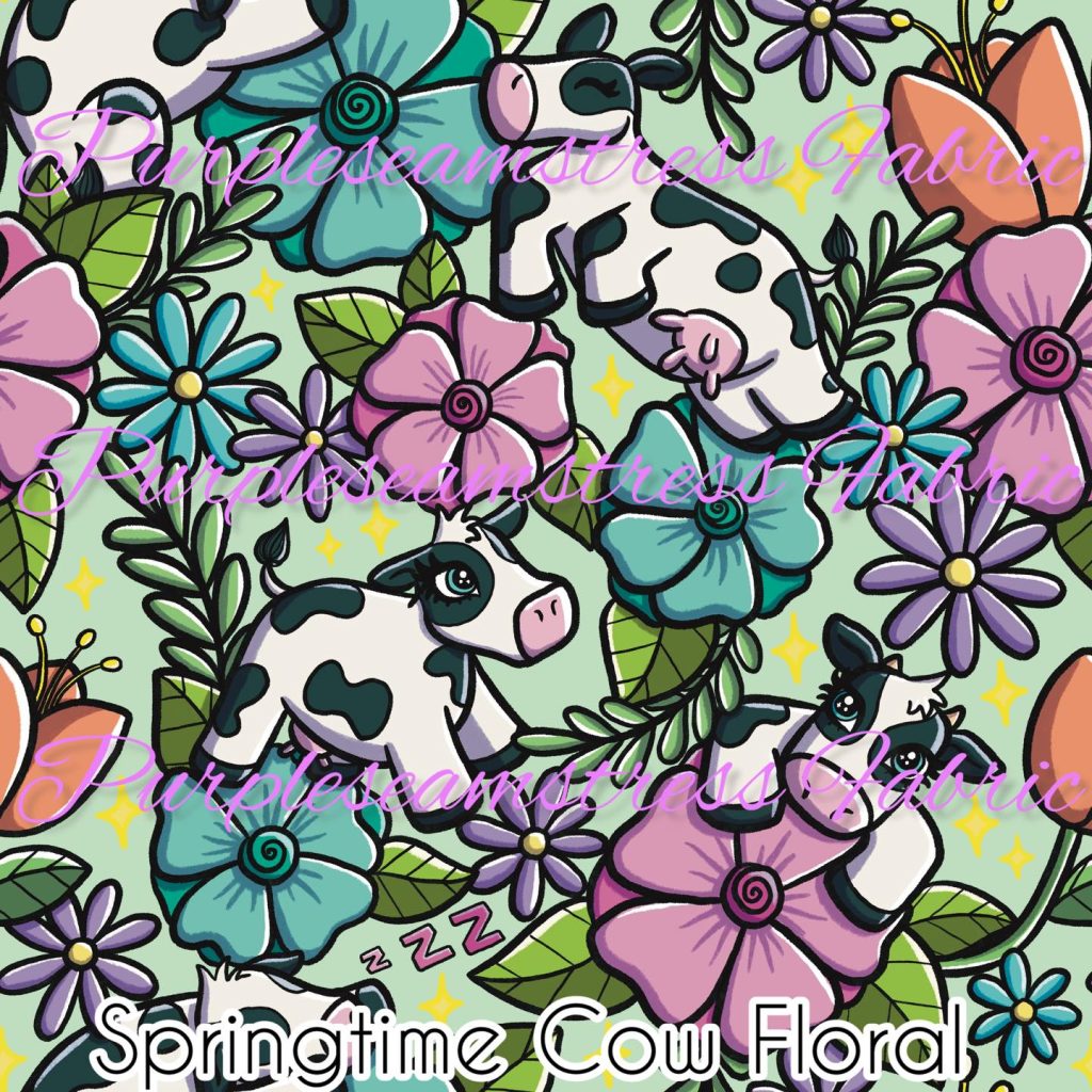 Springtime Cow Floral – Purpleseamstress Fabric