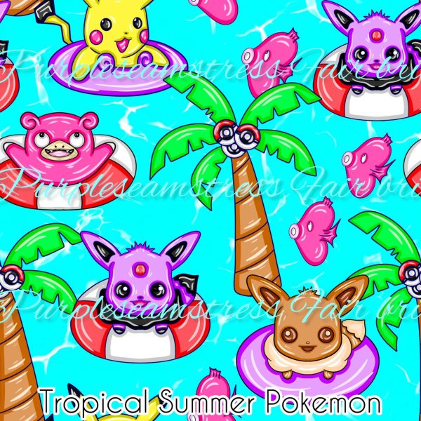 Tropical Summer Pokemon – Fabric – Purpleseamstress Fabric