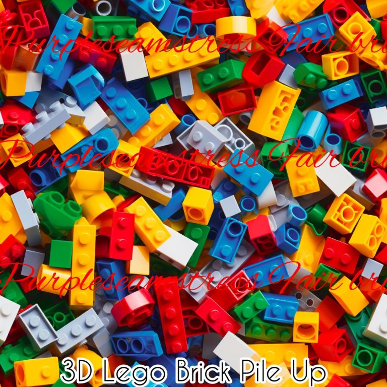 3D Lego Brick Pile Up – Fabric – Purpleseamstress Fabric