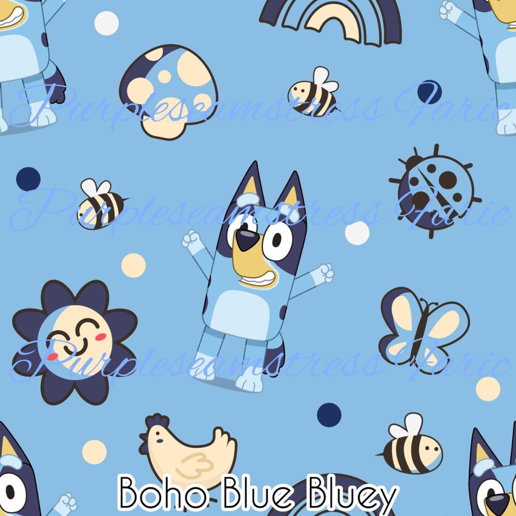Boho Blue Bluey – Fabric – Purpleseamstress Fabric
