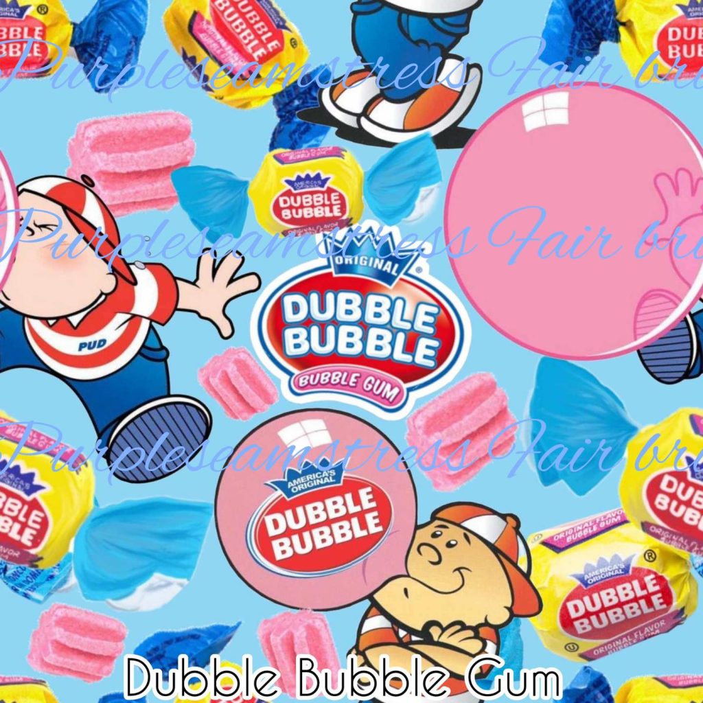 Dubble Bubble Gum on Blue – Purpleseamstress Fabric
