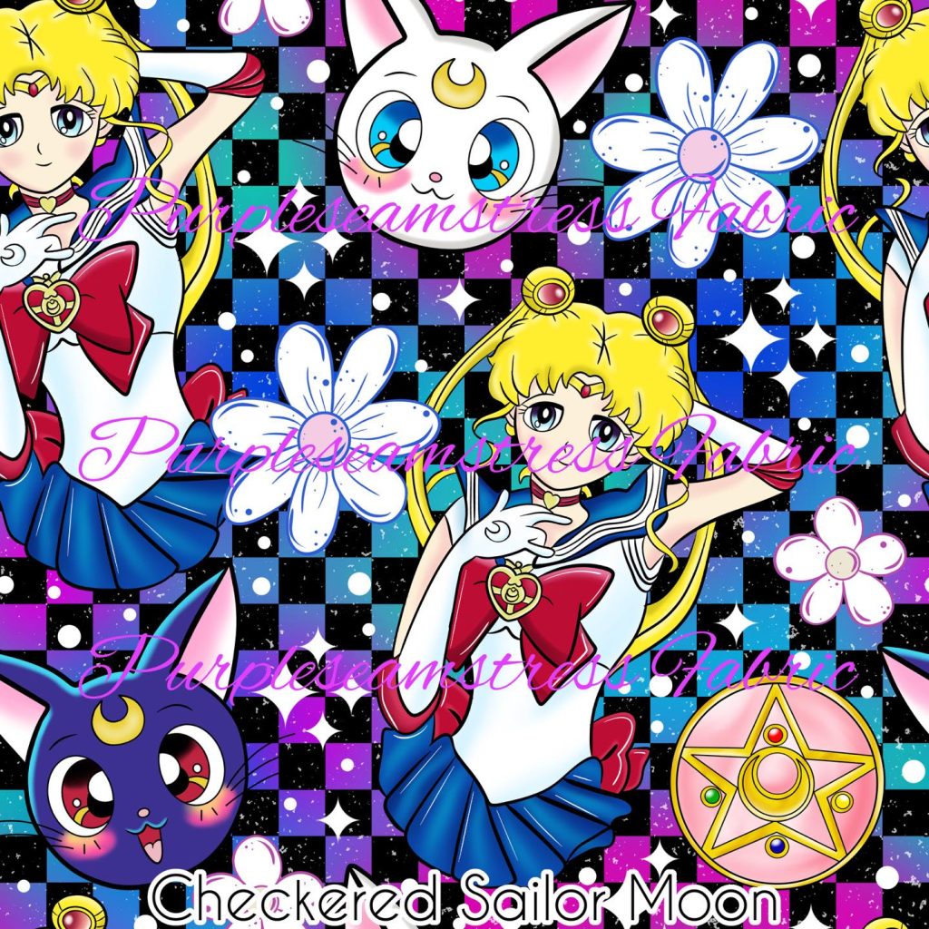 Checkered Sailor Moon – Fabric – Purpleseamstress Fabric