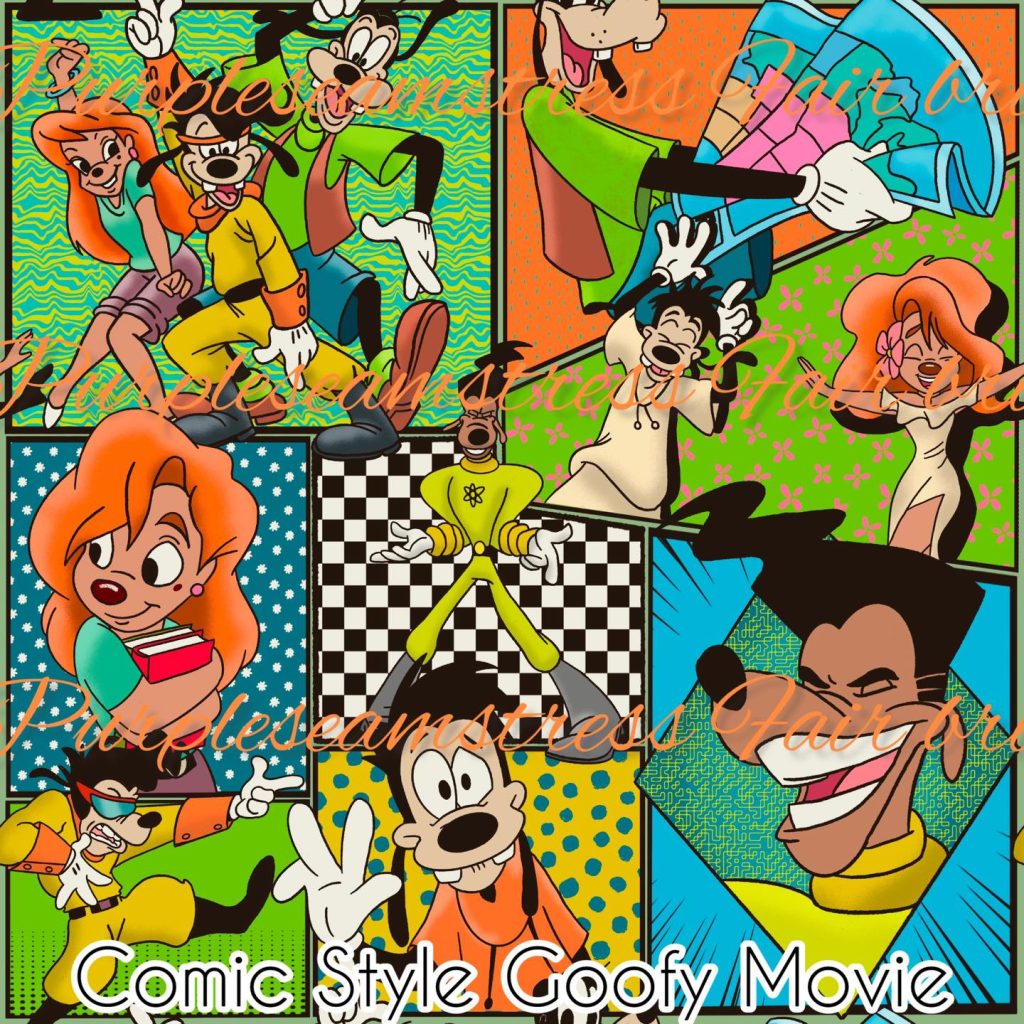 Comic Style Goofy Movie – Fabric – Purpleseamstress Fabric