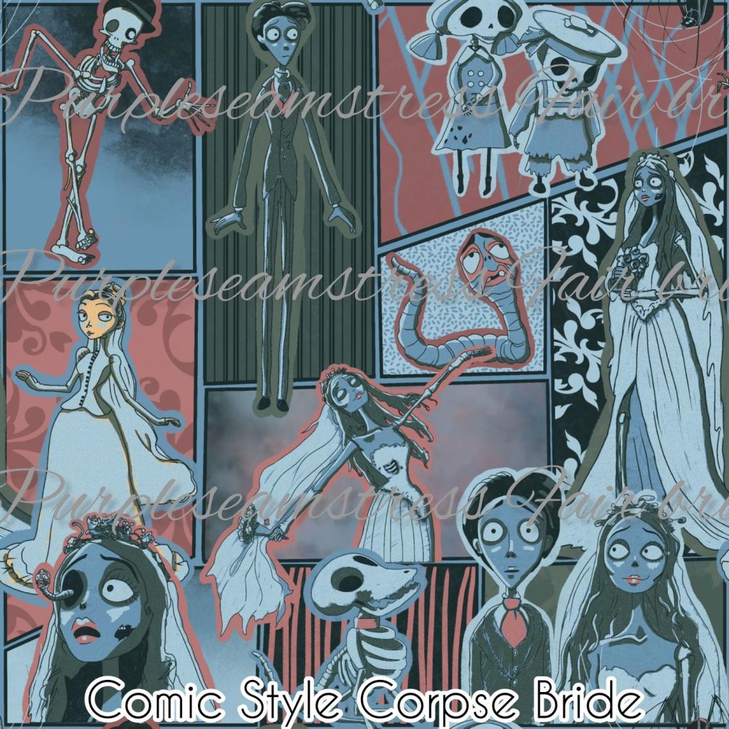 Comic Style Corpse Bride – Purpleseamstress Fabric
