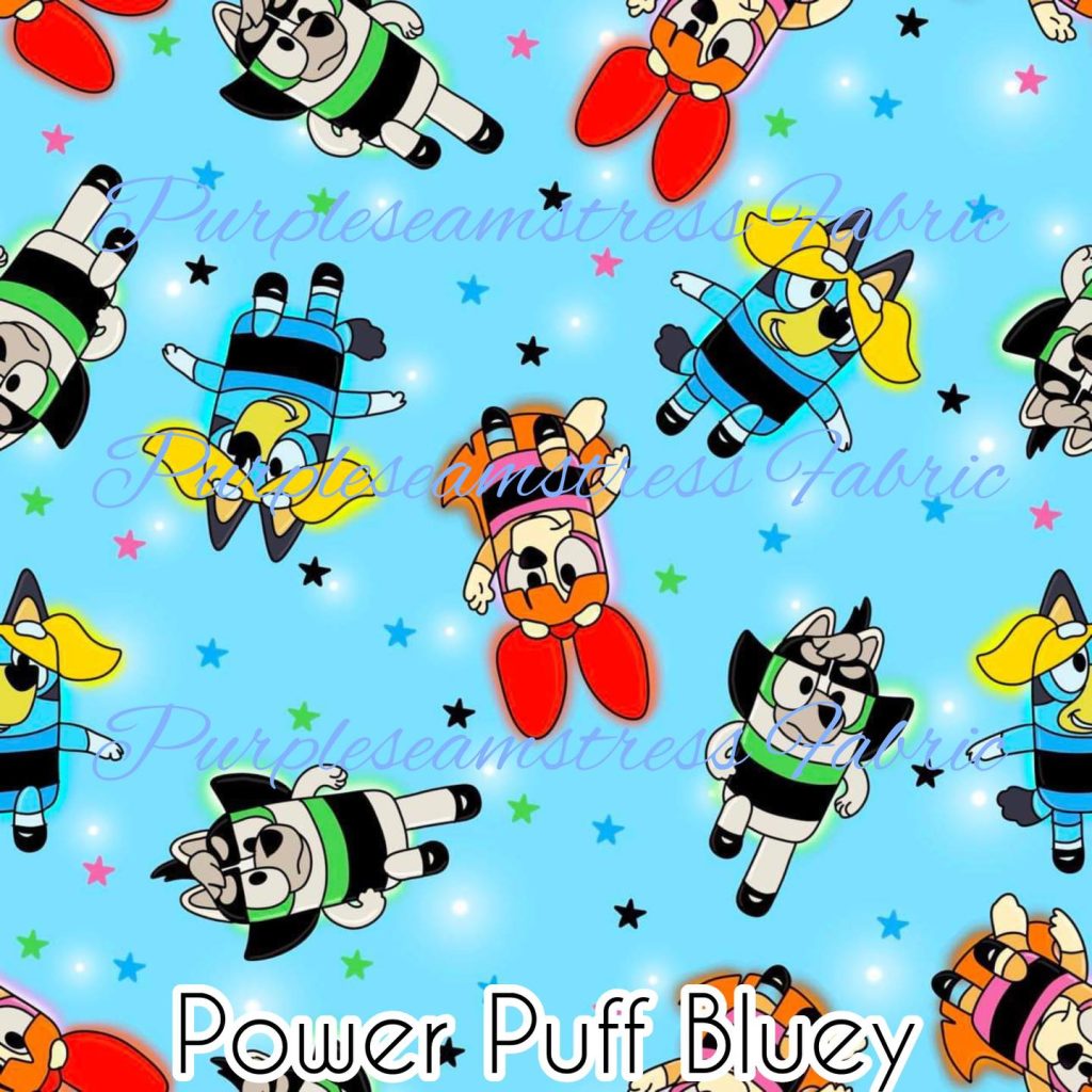 Power Puff Bluey – Fabric – Purpleseamstress Fabric
