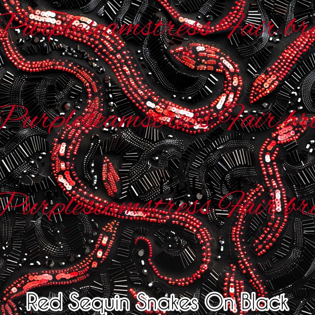 Red Sequin Snakes on Black – Purpleseamstress Fabric