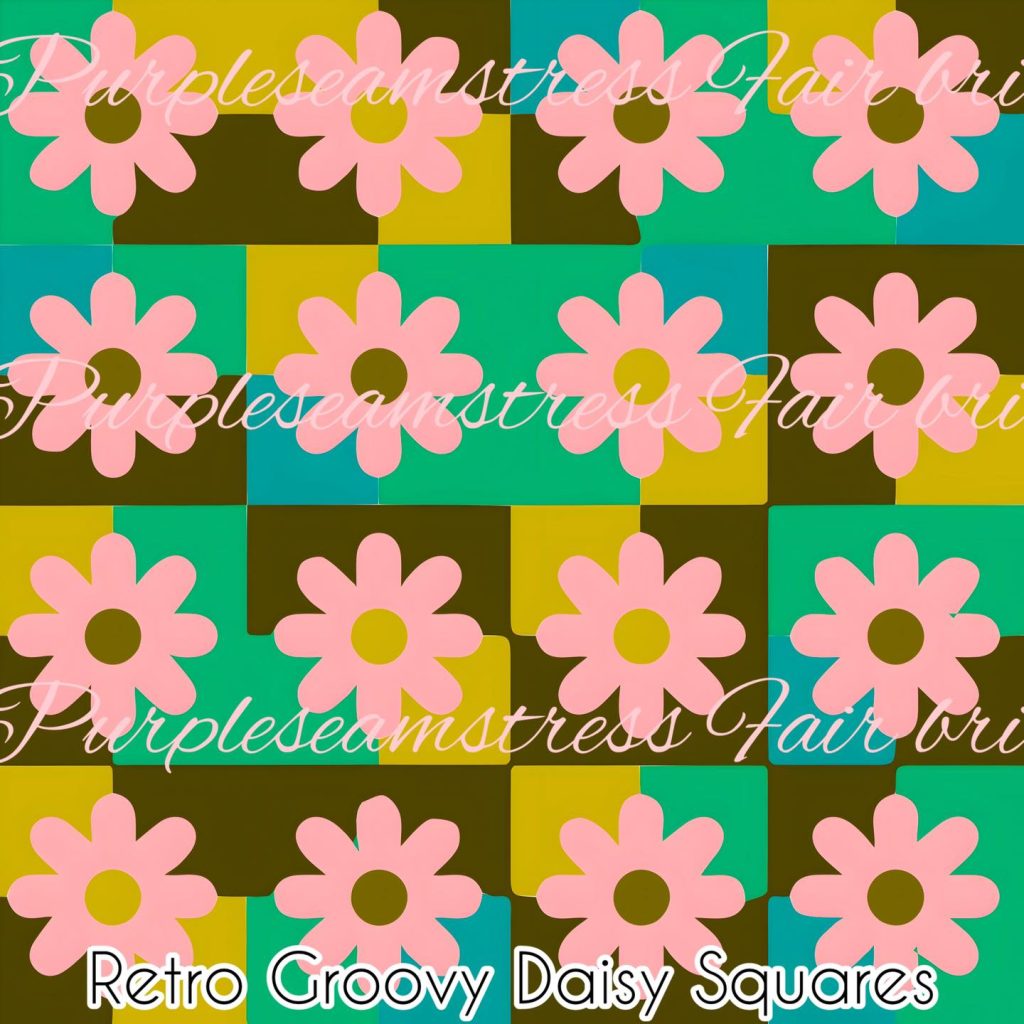 Retro Groovy Daisy Squares – Purpleseamstress Fabric