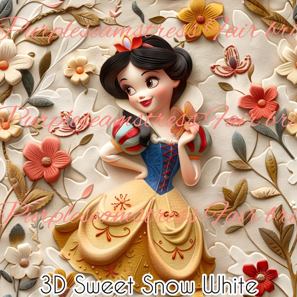 3D Sweet Snow White – Fabric – Purpleseamstress Fabric