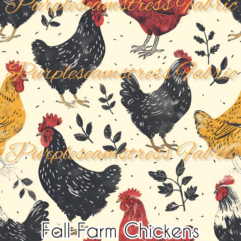 Fall Farm Chickens – Fabric – Purpleseamstress Fabric