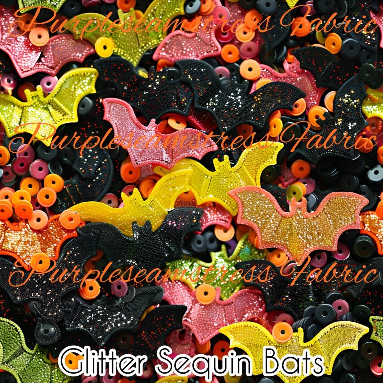 Glitter Sequin Bats – Fabric – Purpleseamstress Fabric