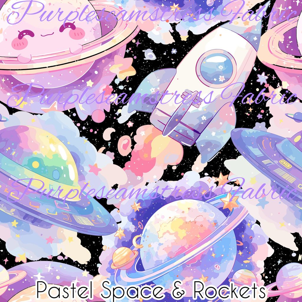 Pastel Space & Rockets – Fabric – Purpleseamstress Fabric