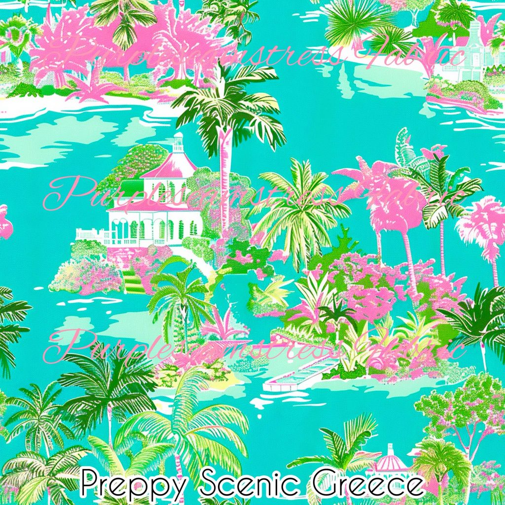 Preppy Scenic Greece – Fabric – Purpleseamstress Fabric