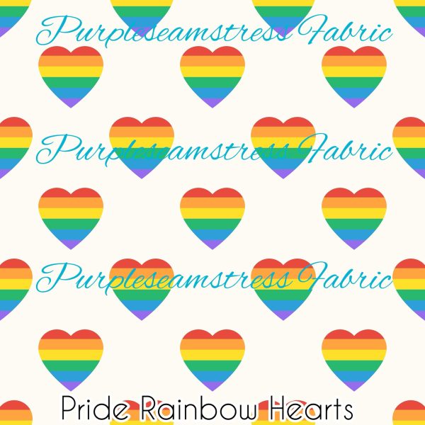 Pride Rainbow Hearts – Fabric – Purpleseamstress Fabric