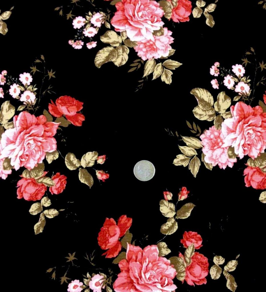 Victorian Roses On Black Rayon Spandex – Purpleseamstress Fabric