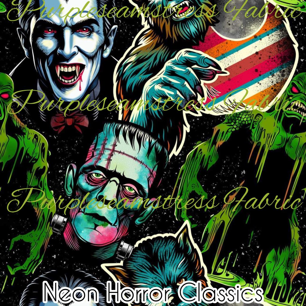 Neon Horror Classics – Fabric – Purpleseamstress Fabric