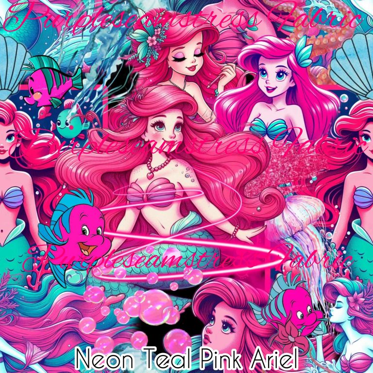Neon Teal Pink Ariel – Fabric – Purpleseamstress Fabric