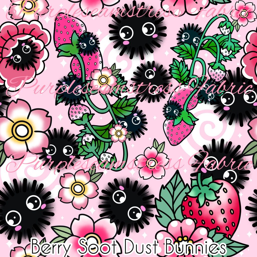 Berry Soot Dust Bunnies – Fabric – Purpleseamstress Fabric
