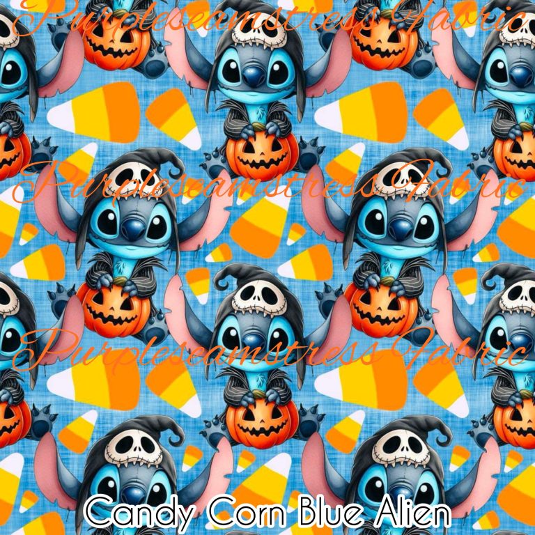 Candy Corn Blue Alien – Purpleseamstress Fabric