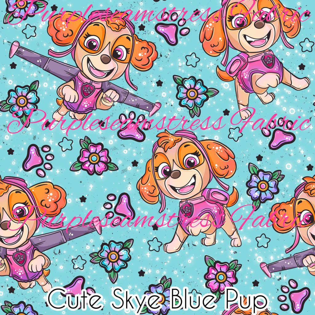 Cute Skye Blue Pup – Purpleseamstress Fabric