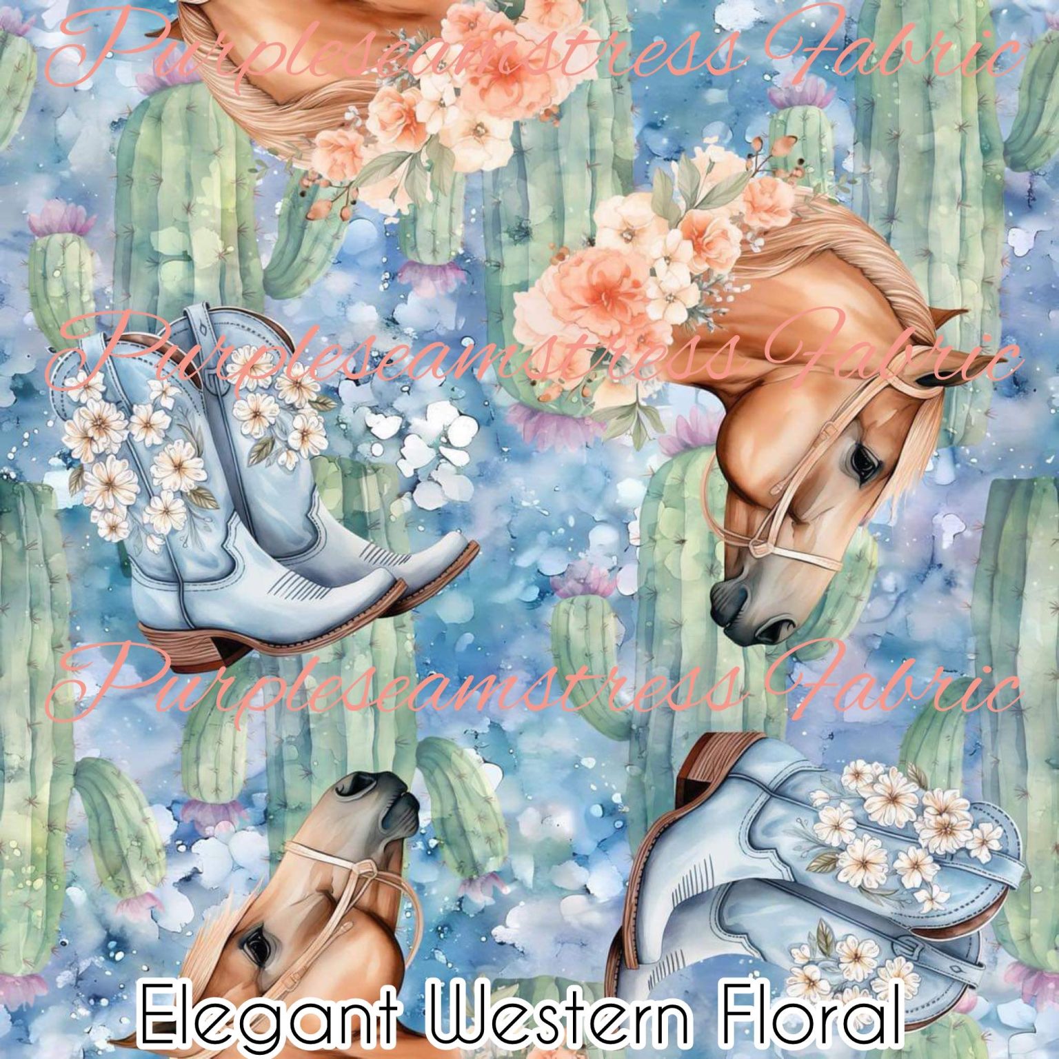 Elegant Western Floral – Fabric – Purpleseamstress Fabric