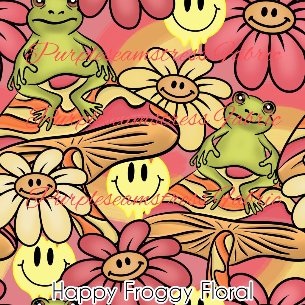 Happy Froggy Floral – Purpleseamstress Fabric