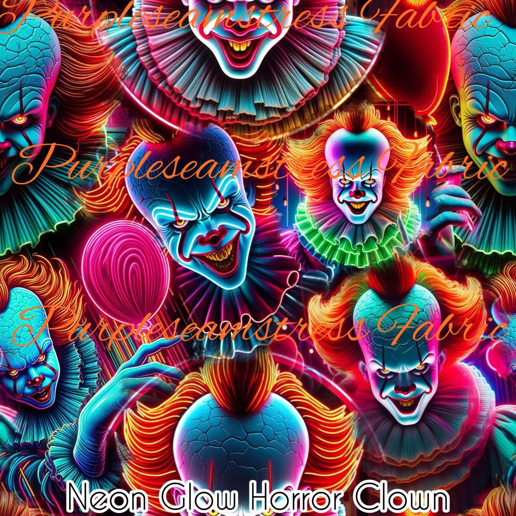 Neon Horror Clown – Fabric – Purpleseamstress Fabric