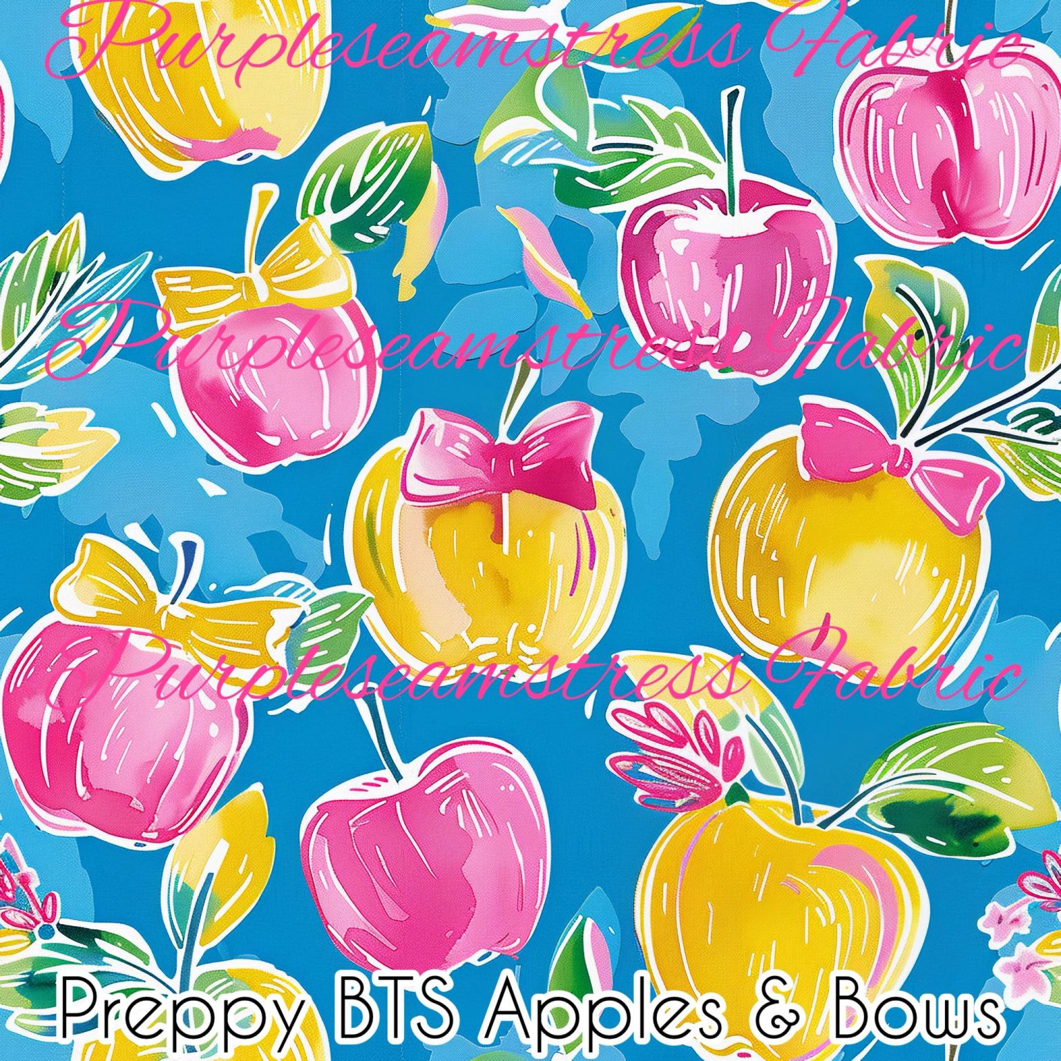 Preppy Apples & Bows – Fabric – Purpleseamstress Fabric