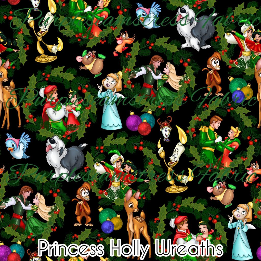Princess Holly Wreaths – Fabric – Purpleseamstress Fabric