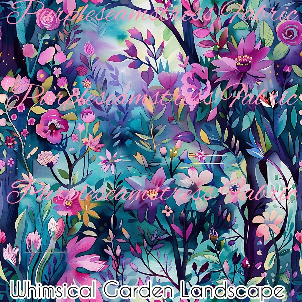 Whimsical Garden Landscape – Fabric – Purpleseamstress Fabric