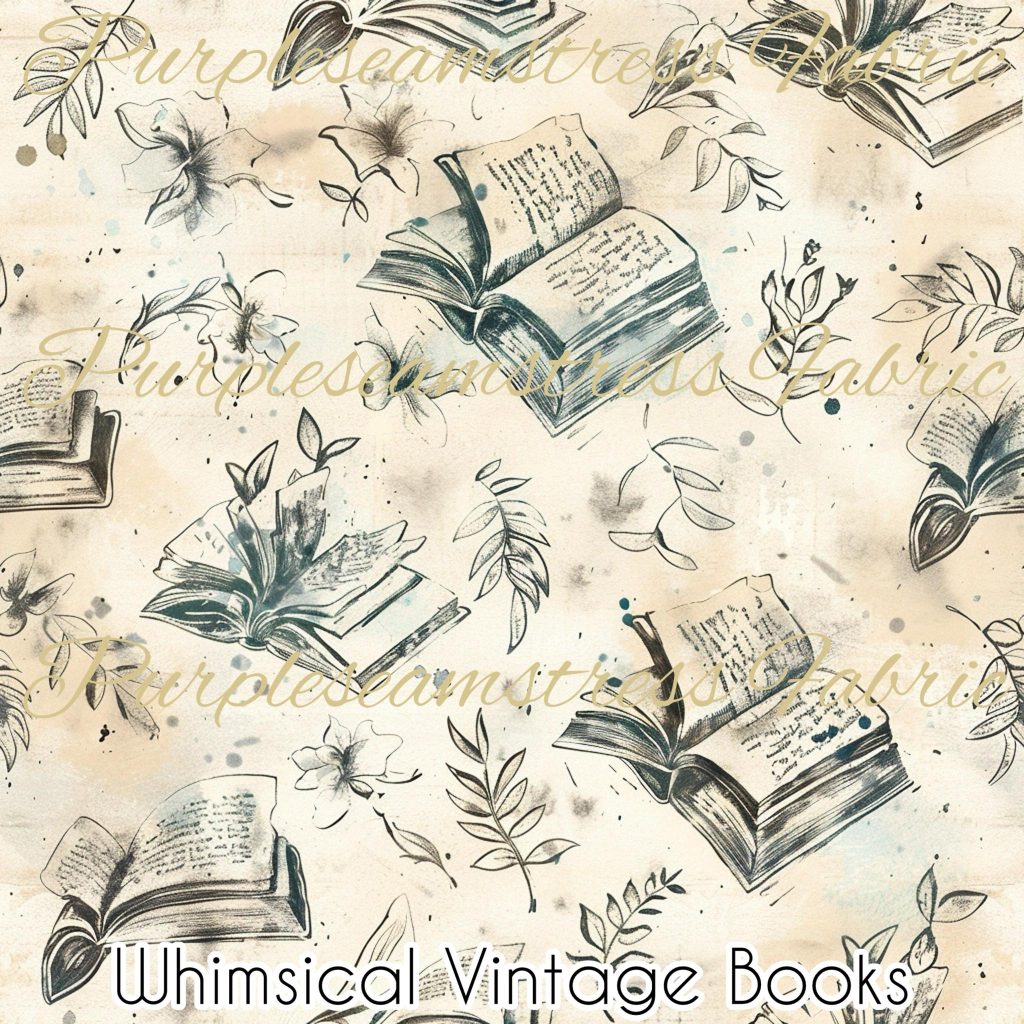 Whimsical Vintage Books – Purpleseamstress Fabric