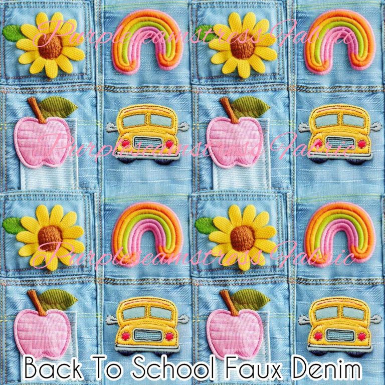 Back to School Faux Denim – Fabric – Purpleseamstress Fabric