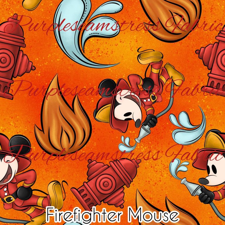 Firefighter Mouse – Fabric – Purpleseamstress Fabric