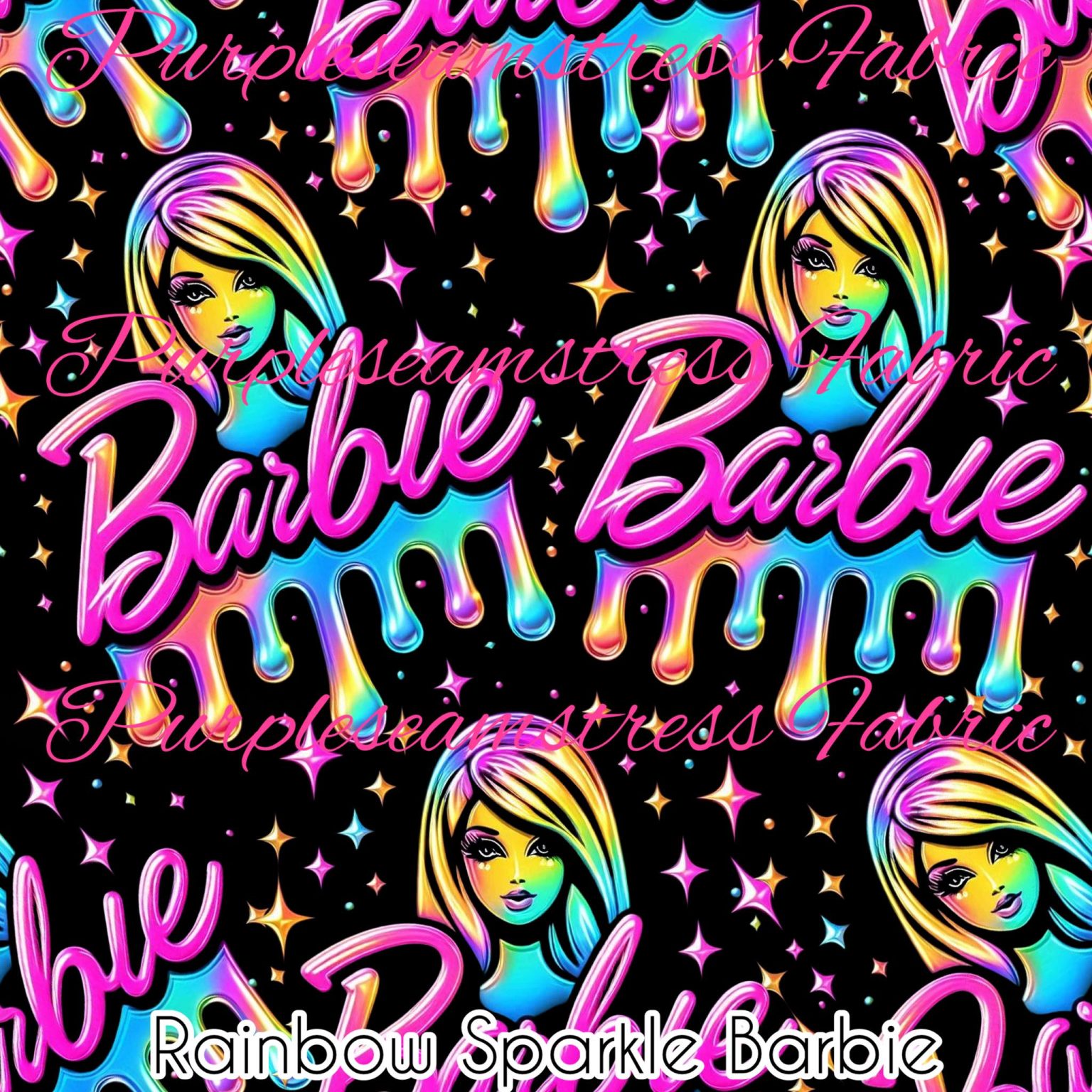 Rainbow Sparkle Barbie – Fabric – Purpleseamstress Fabric