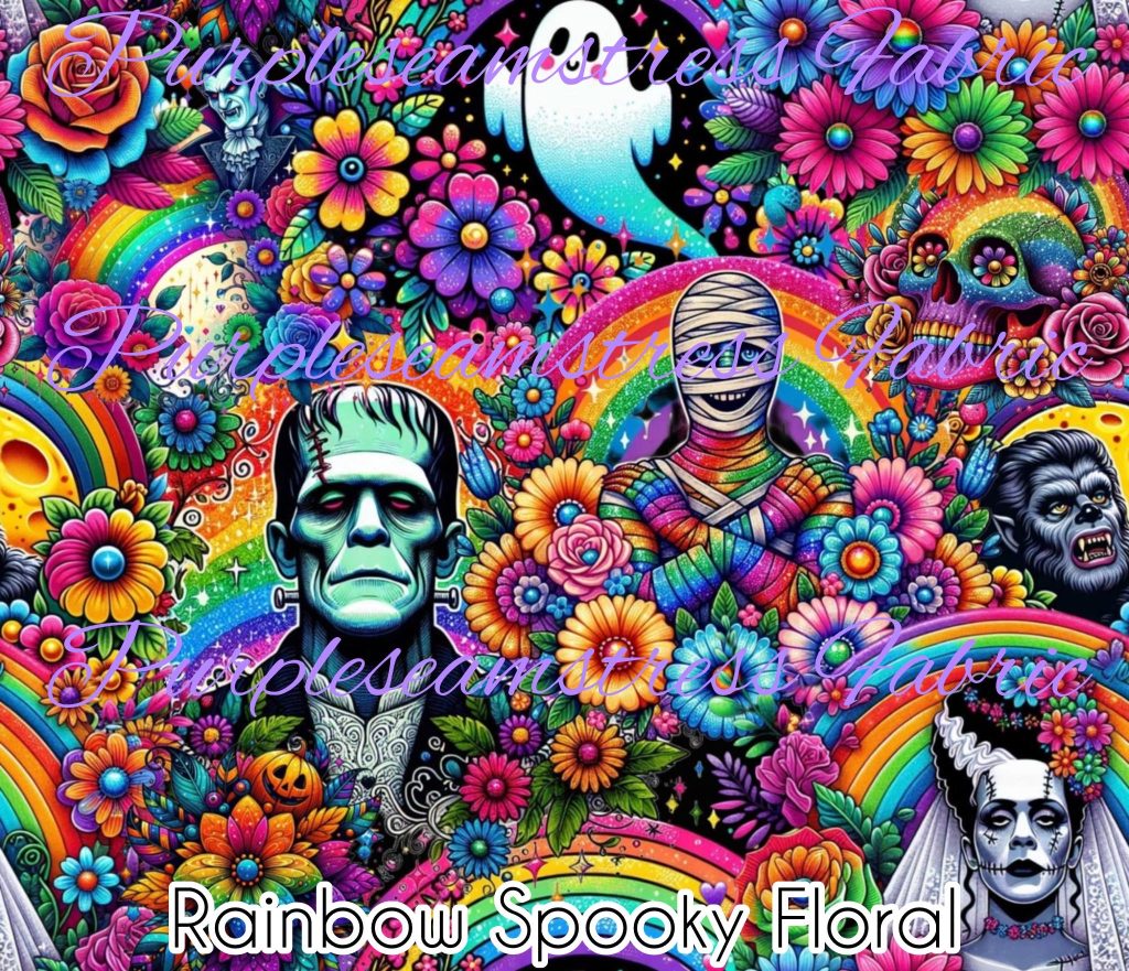 Rainbow Spooky Floral – Purpleseamstress Fabric