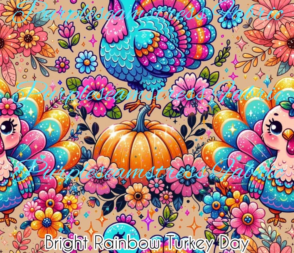 Bright Rainbow Turkey Day – Purpleseamstress Fabric