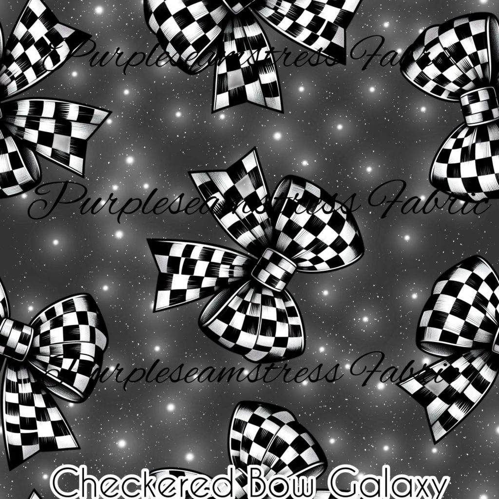 Checkered Bow Galaxy – Fabric – Purpleseamstress Fabric