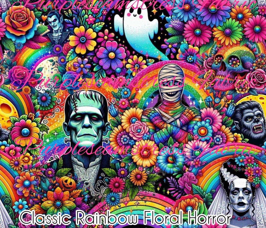 Classic Rainbow Floral Horror – Fabric – Purpleseamstress Fabric