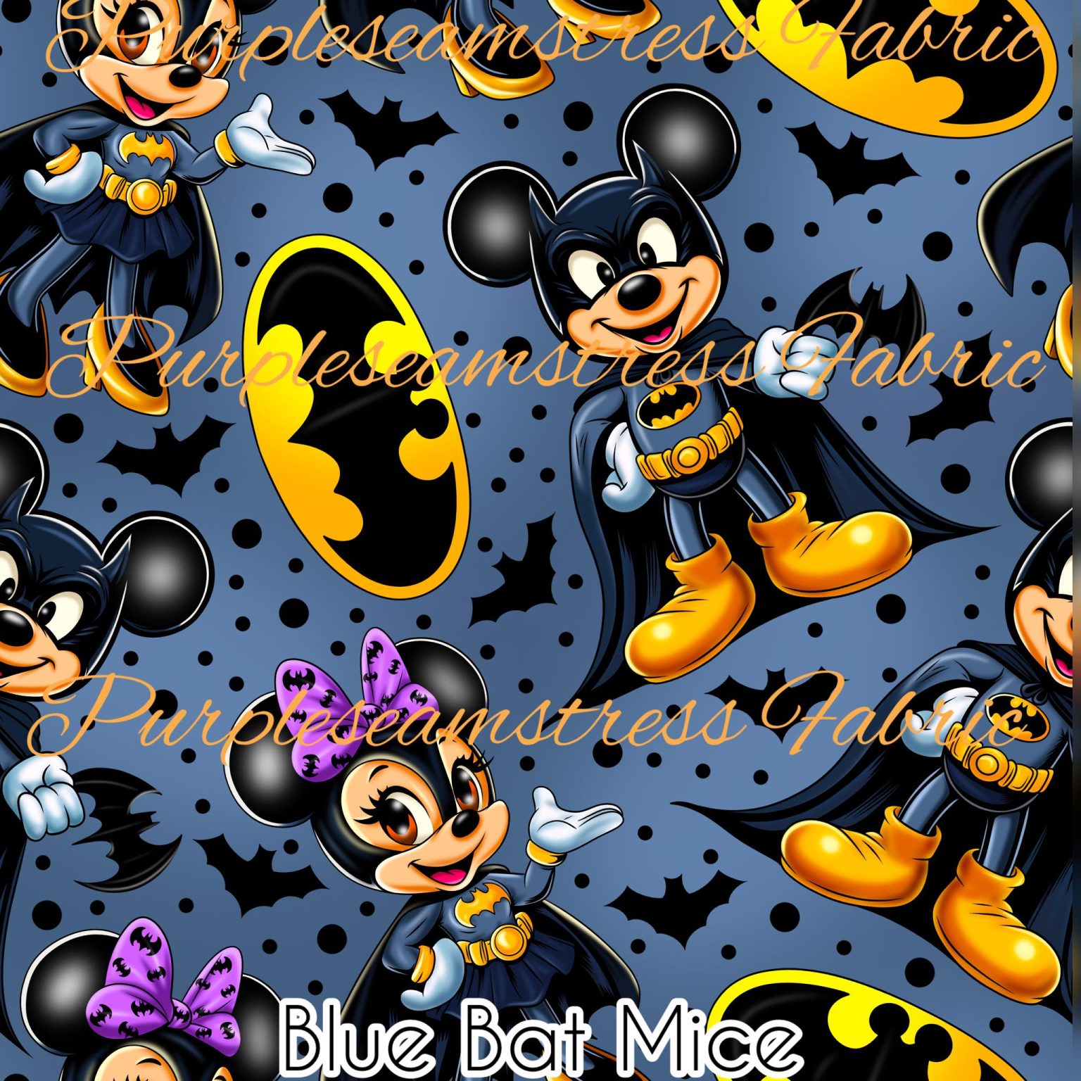 Blue Bat Mice – Purpleseamstress Fabric