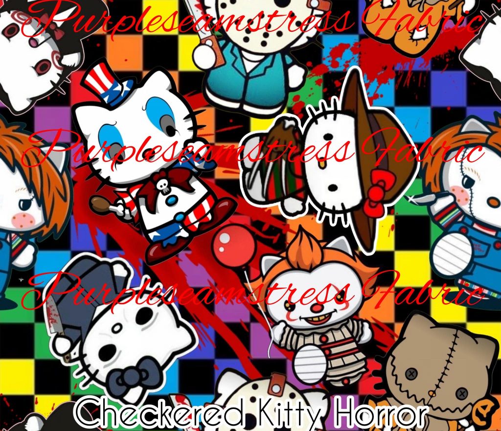 Checkered Kitty Horror – Purpleseamstress Fabric